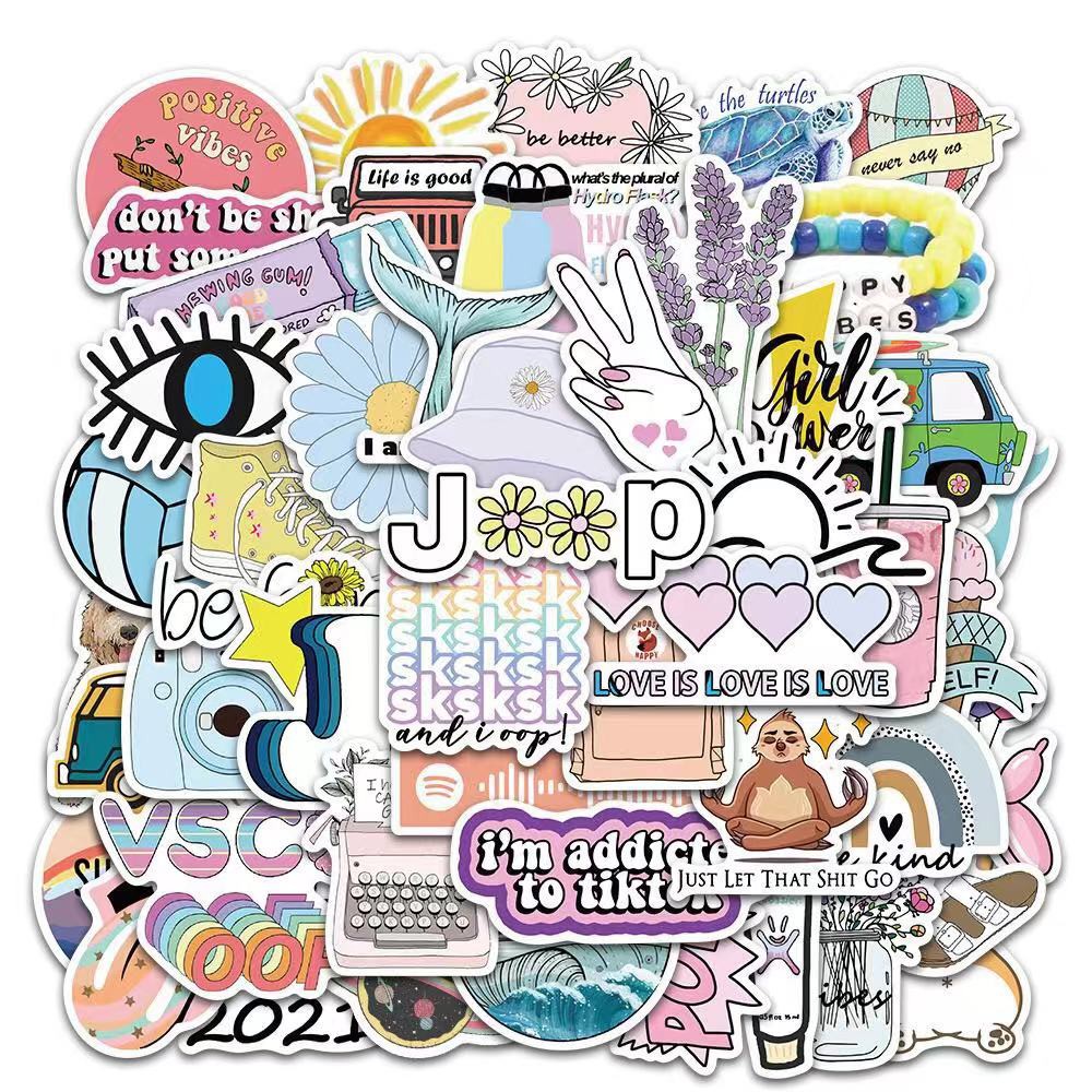 xs249-50 pcs VSCO graffiti sticker suitcase notebook ins small fresh ...