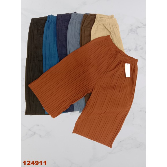 SX* [Ladies Wear] Adult_Wide Pleated 3/4 Side-Slit Washer Pants ...