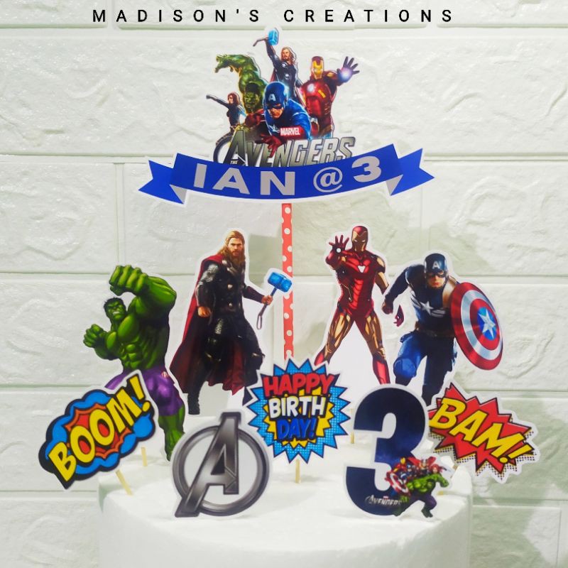 11pcs/Set Avengers Marvel Super Hero Cake Topper /Banner (Personalize ...