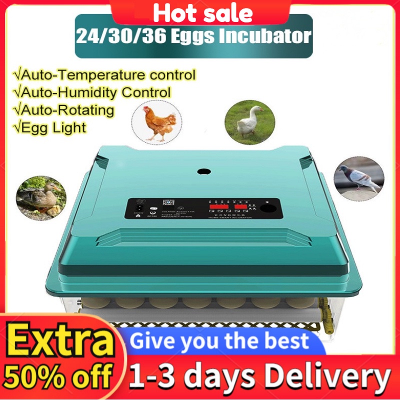 24/30/36 Egg Incubator Digital Fully Automatic Intelligent Hatcher Turning Chicken Duck Humidity ...