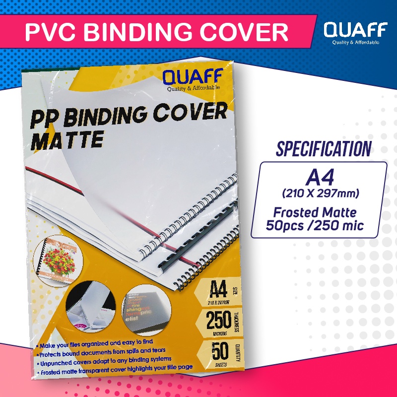 PVC Binding Cover Clear (200 Micron) or Frosted Matte (250 Micron) A4 ...