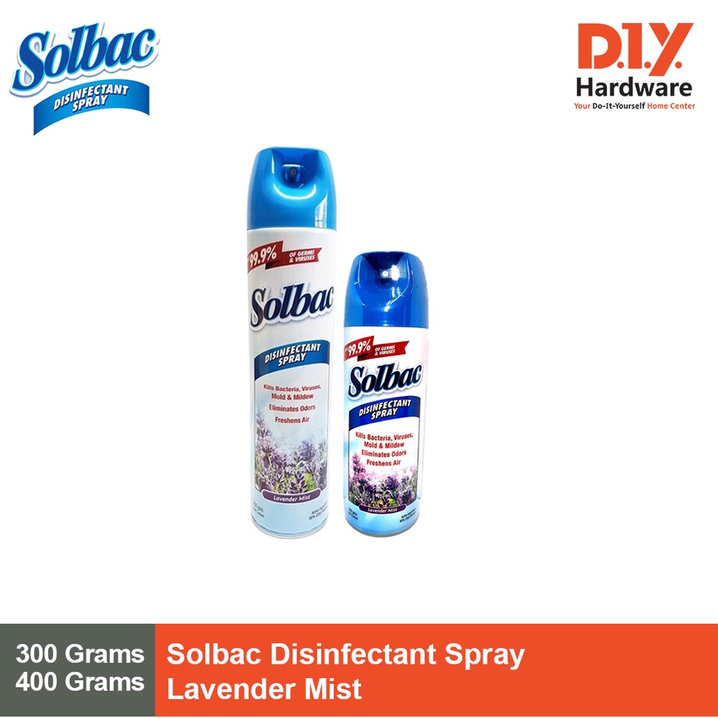 Solbac Disinfectant Spray Lavender Mist 300 Grams | 400 Grams | Shopee ...