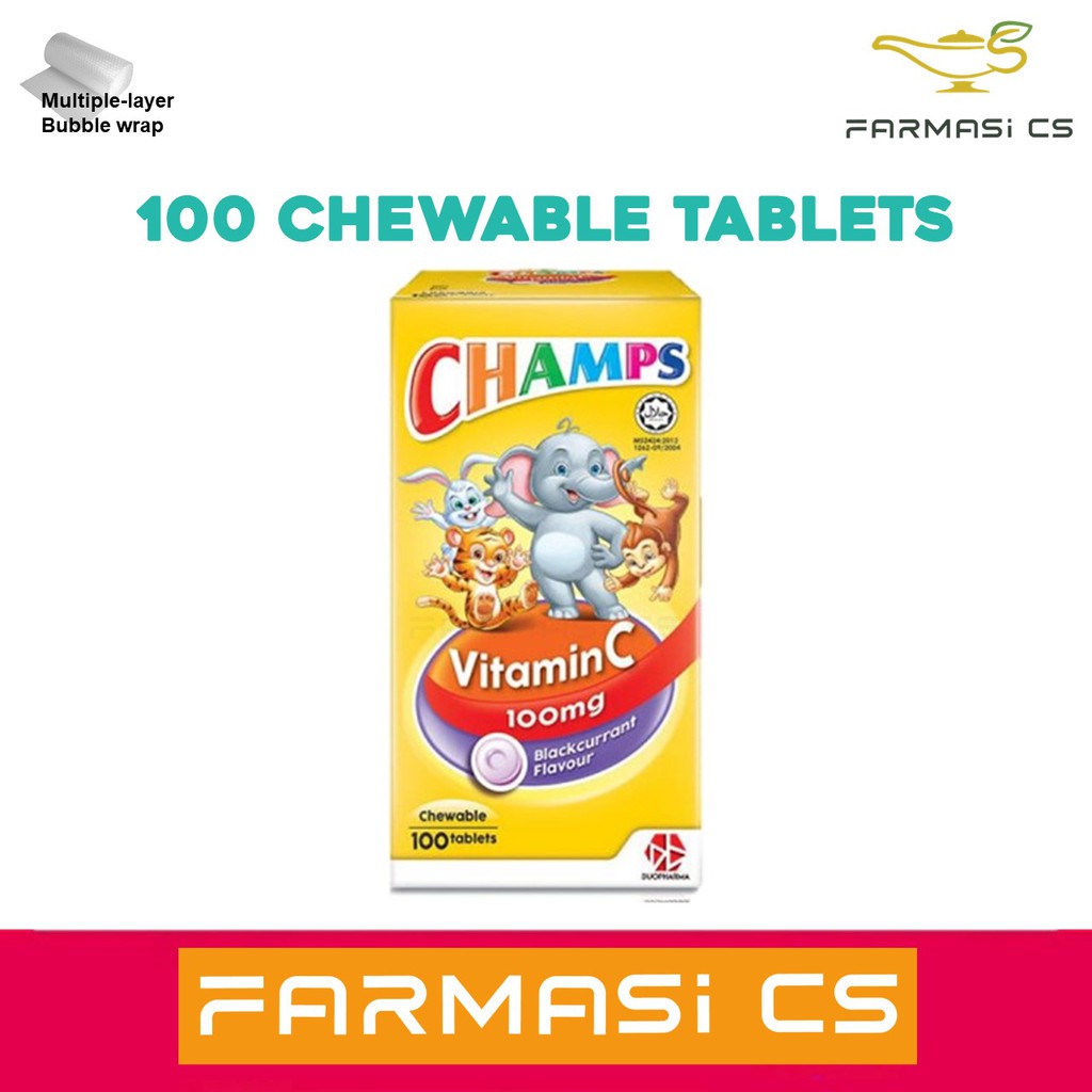 Champs Vitamin C 100mg Blackcurrant Flavour 100 tablets EXP:08/2025 ...