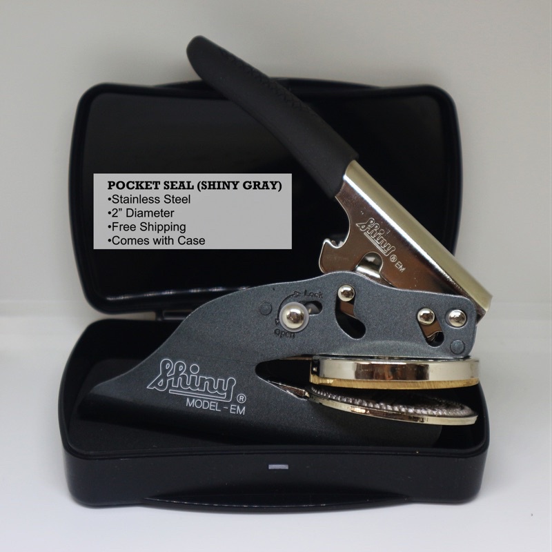 POCKET SEAL SHINY GRAY Dryseal/Embosser(MANUAL OR MACHINE ENGRAVE ...