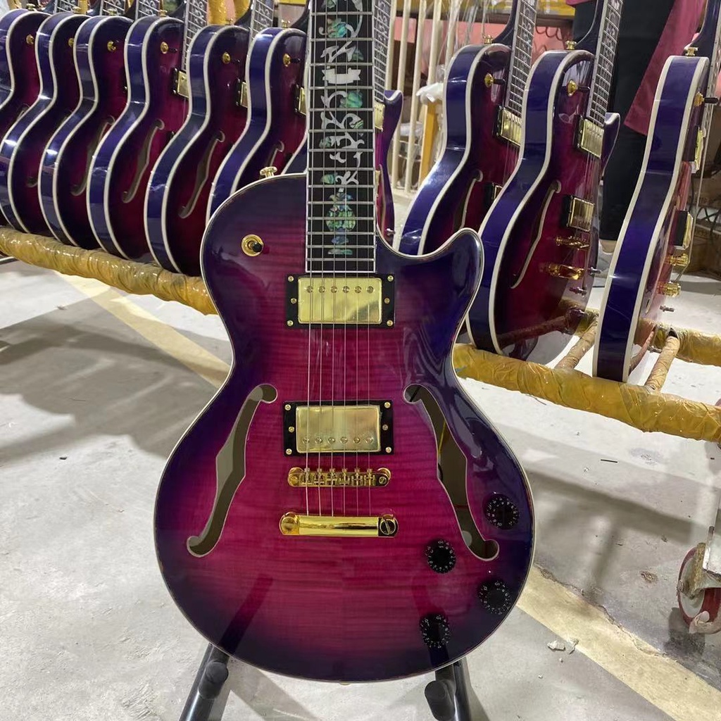 Simi Hollow Body Gibson Les Paul Custom Electric Guitar Flamed Maple ...