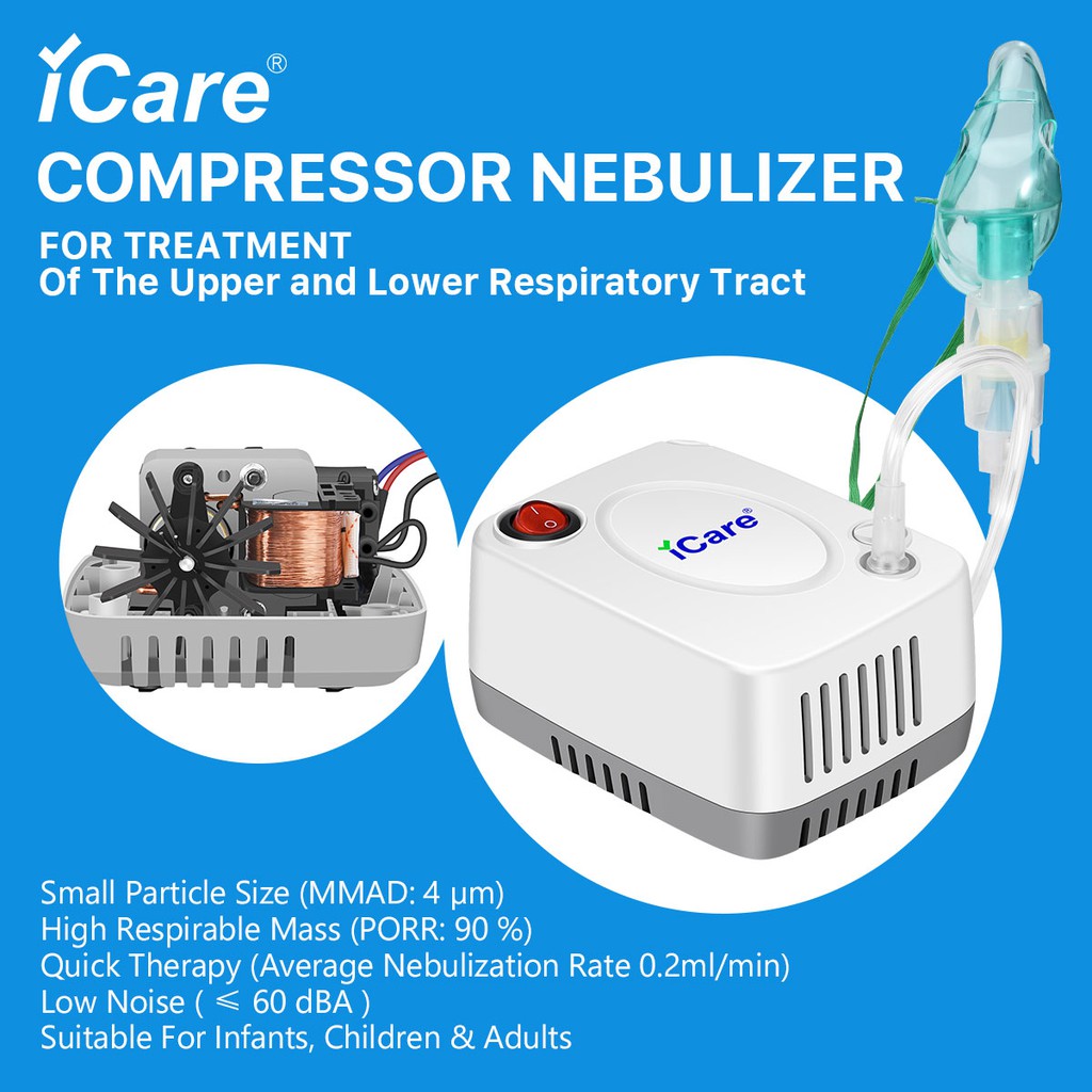 iCare® N28 Ultra Compressor Nebulizer Inhalator with Adult and Children ...