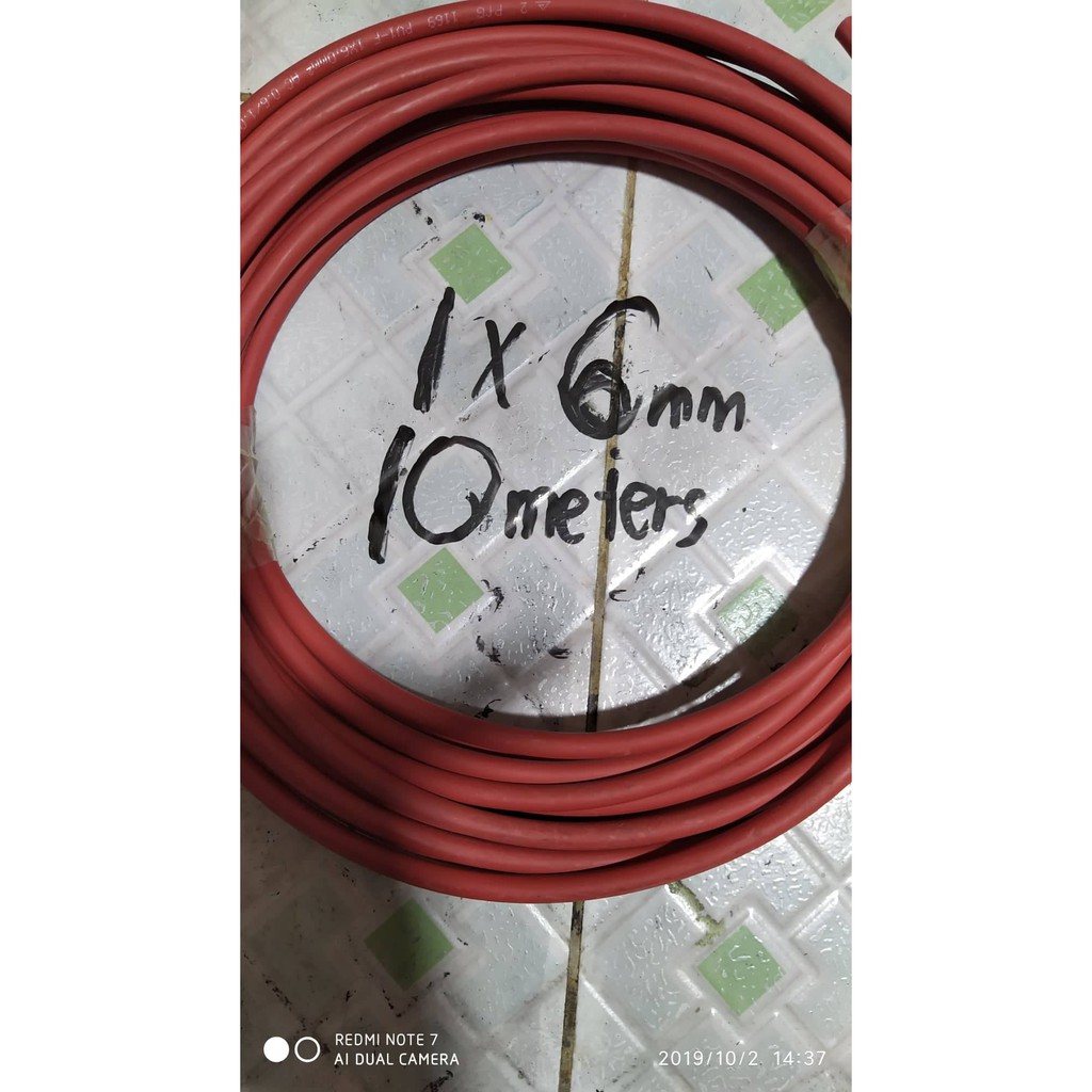 6meters 10mm2 Solar PV Cable single core (red) | Shopee Philippines