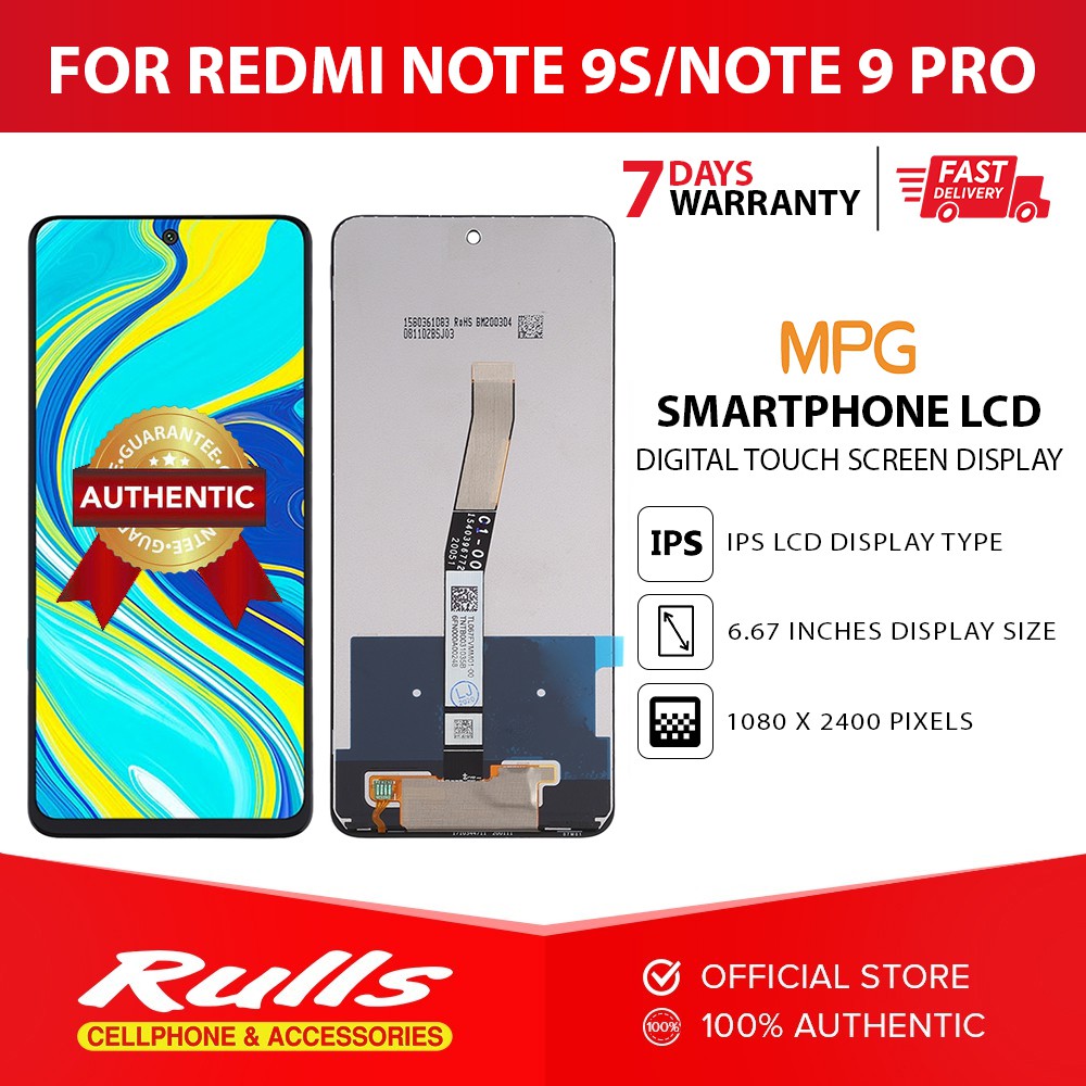 Smartphone LCD for Xiaomi Redmi Note 9S/Note 9 Pro Digital Touch Screen ...