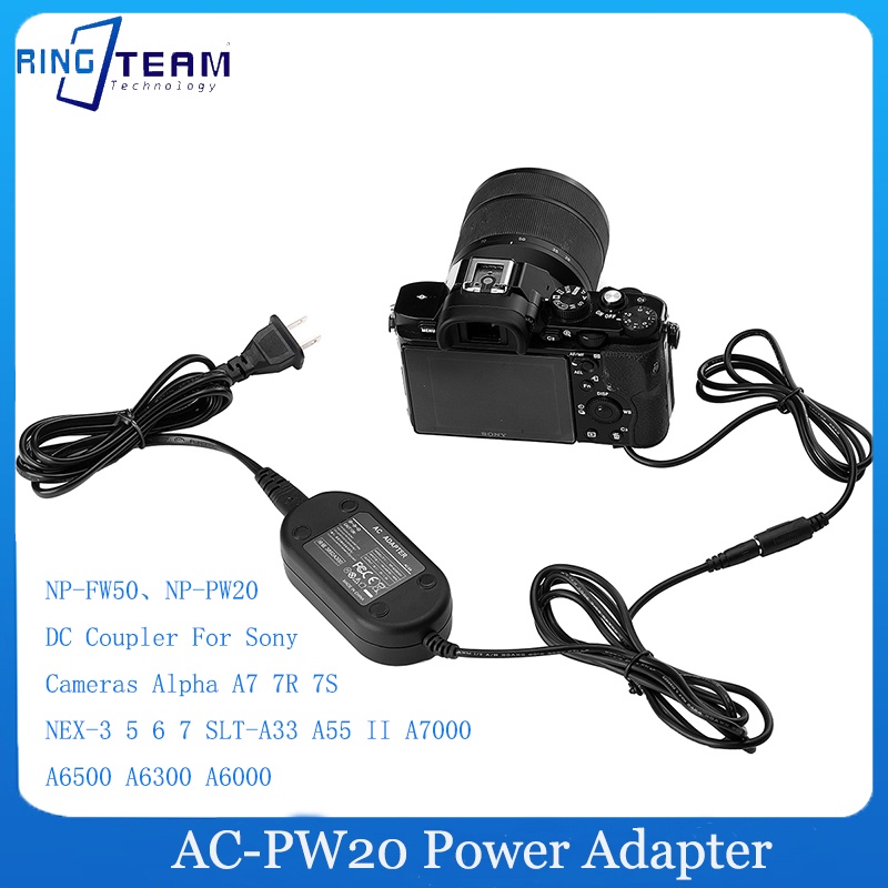 RingTeam AC-PW20 AC Power Adapter USB To NP-FW50 Dummy Battery For Sony ...