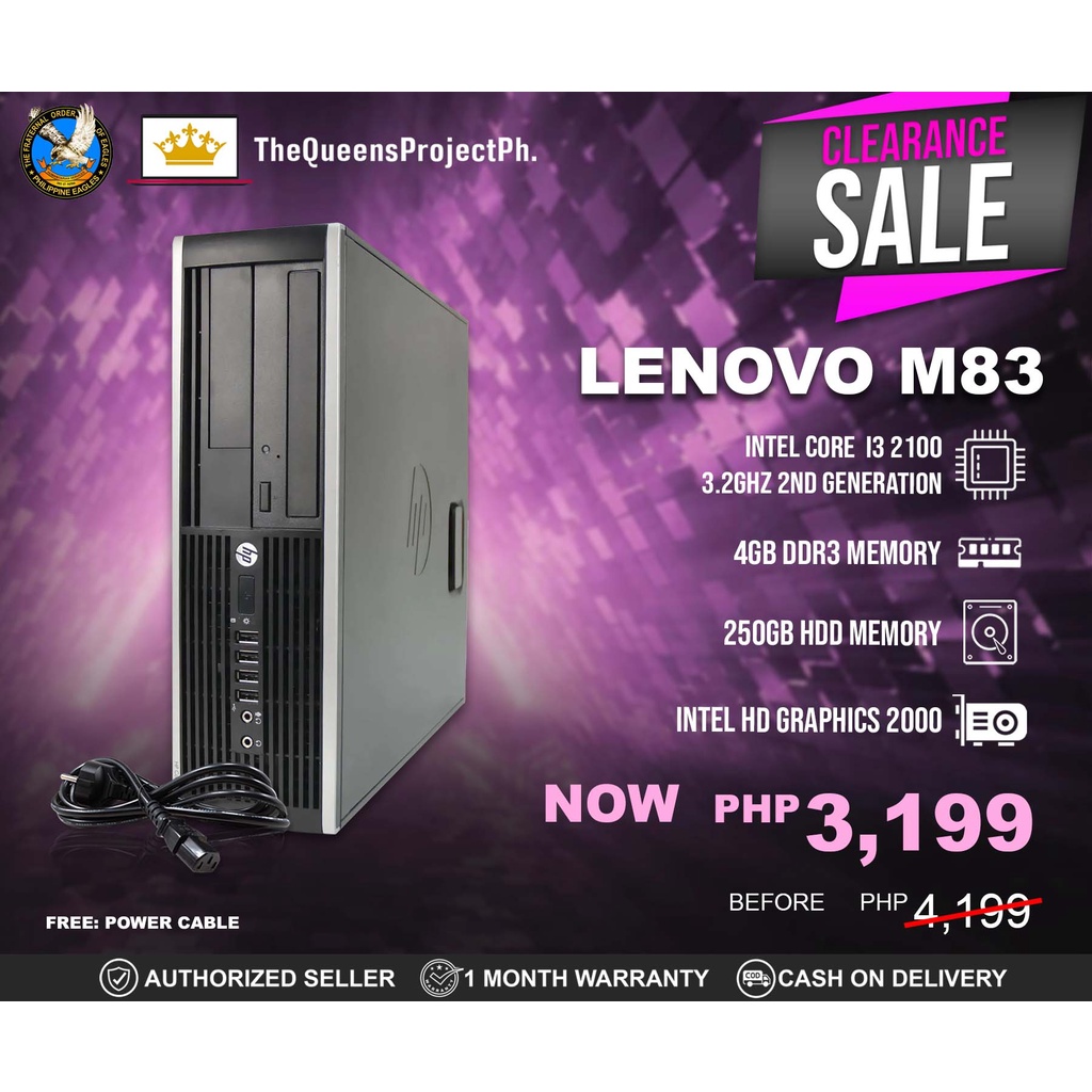 CPU PC Desktop Package HP 8200 SFF Intel Core i3 2100 4gb 320gb DVD ...