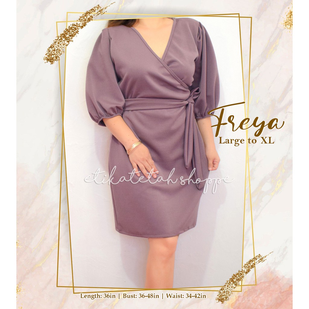 Freya Plus size puff sleeve overlap formal neoprene dress large to XL ...