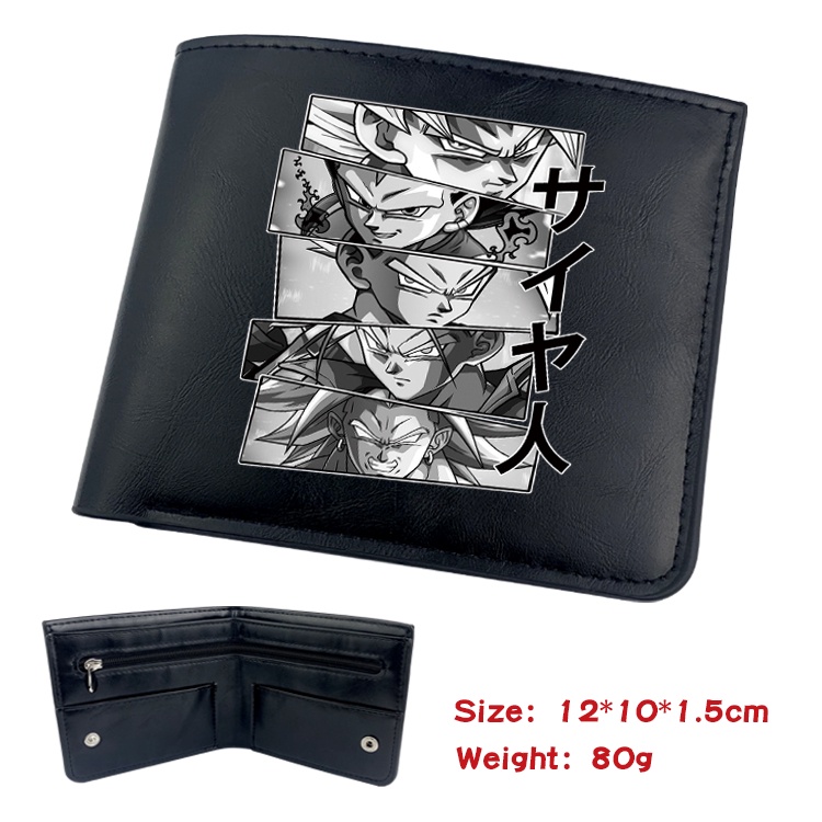 Dragon Ball Saiyan Goku Vegeta Cartoon Student Black Soft Leather Short ...