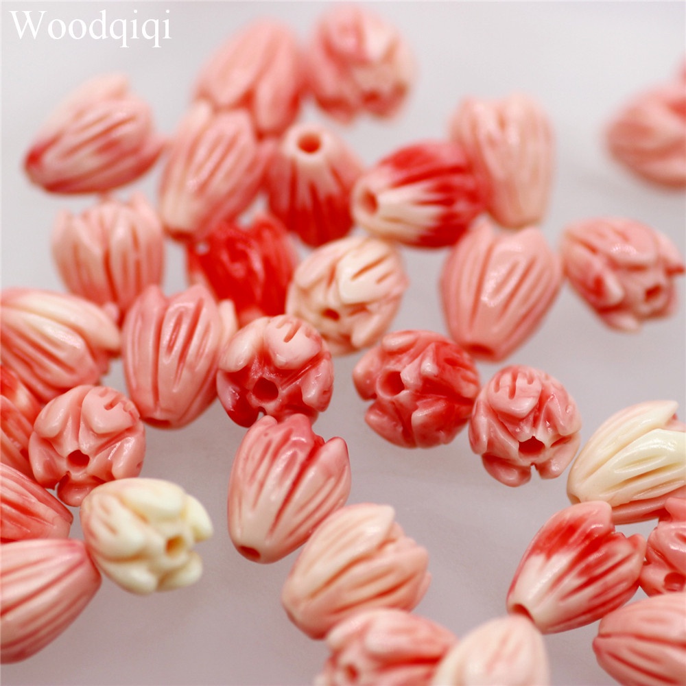 7*9mm 10pcs Coral Shell Powder Embossing Flower Beads DIY Earrings ...