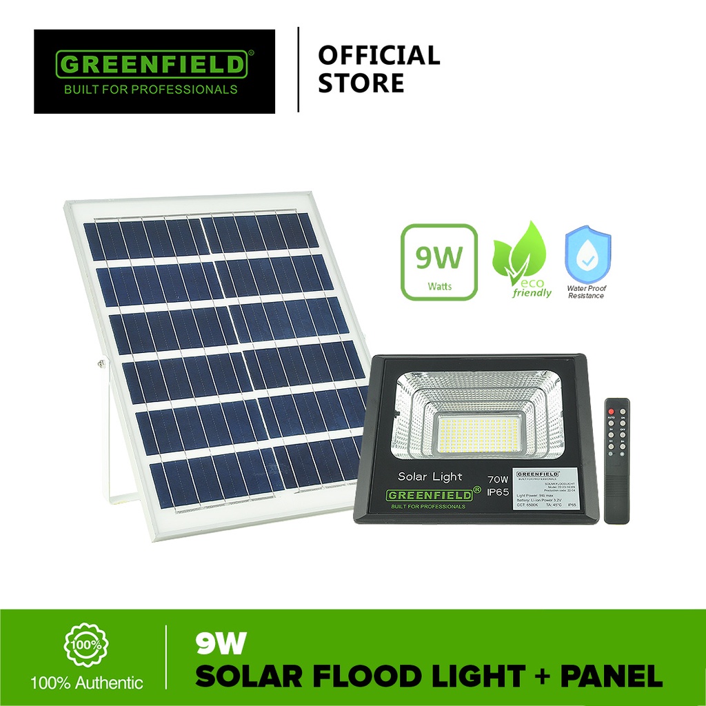 Greenfield Solar Floodlight + Solar Panel 9W | Shopee Philippines