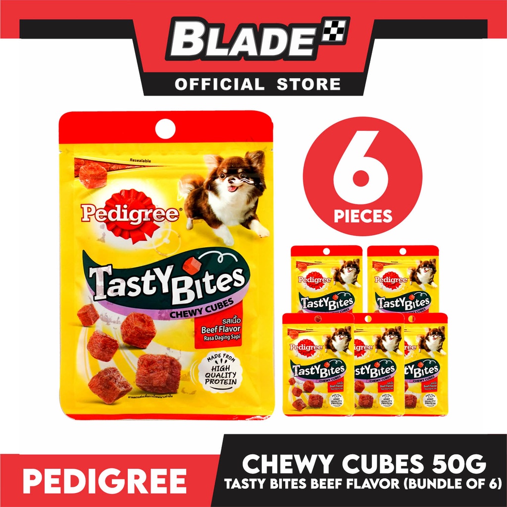 Pedigree Tasty Bites Chewy Cubes Beef Flavor 50g 6pcs | Shopee Philippines