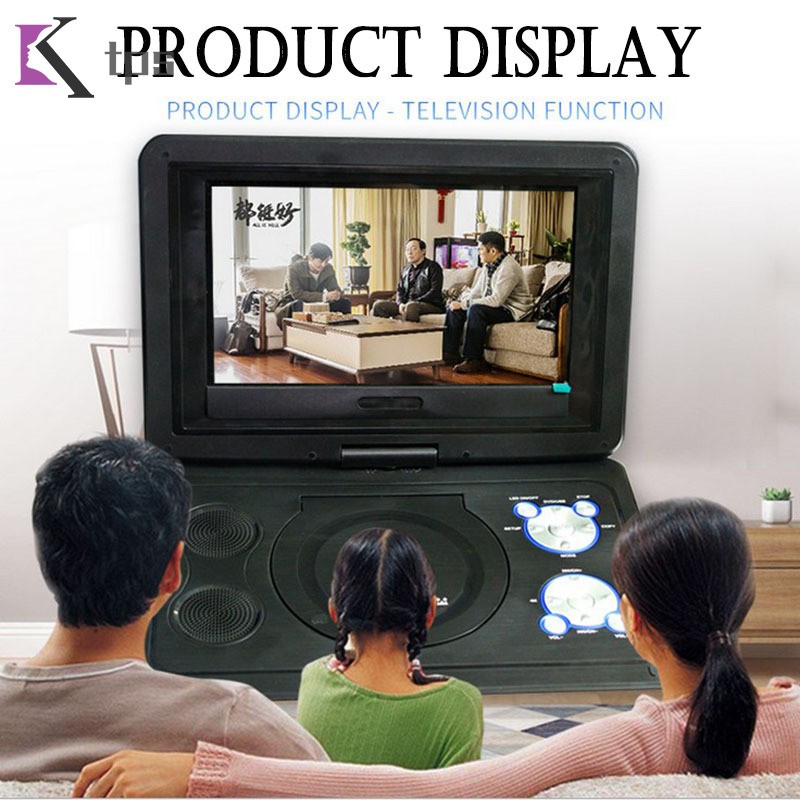 13.9in Portable DVD Player HD CD TV Player LCD Widescreen Card Reader ...