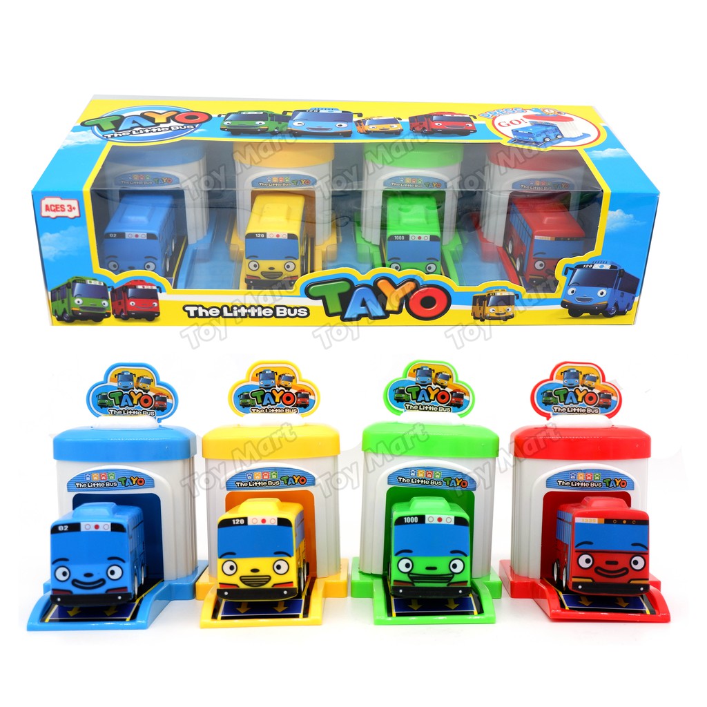 CARTOON KOREAN Bus Garage Push and Go Parking Stations 4 in 1 Toy Set ...