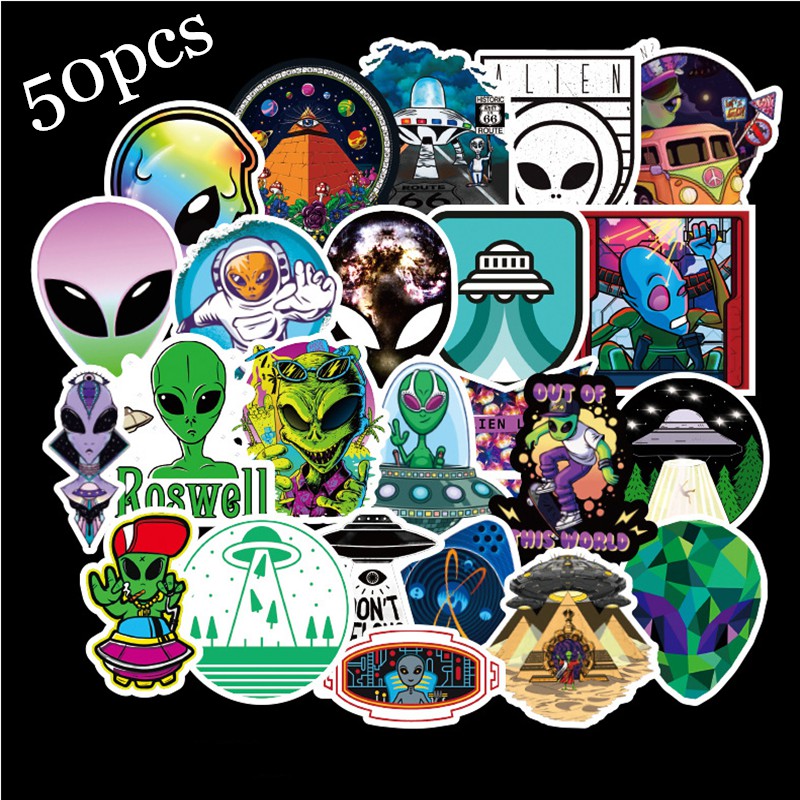 Z&M Alien UFO Stickers 50Pcs/Set Astronaut Rocket Ship Planet ...