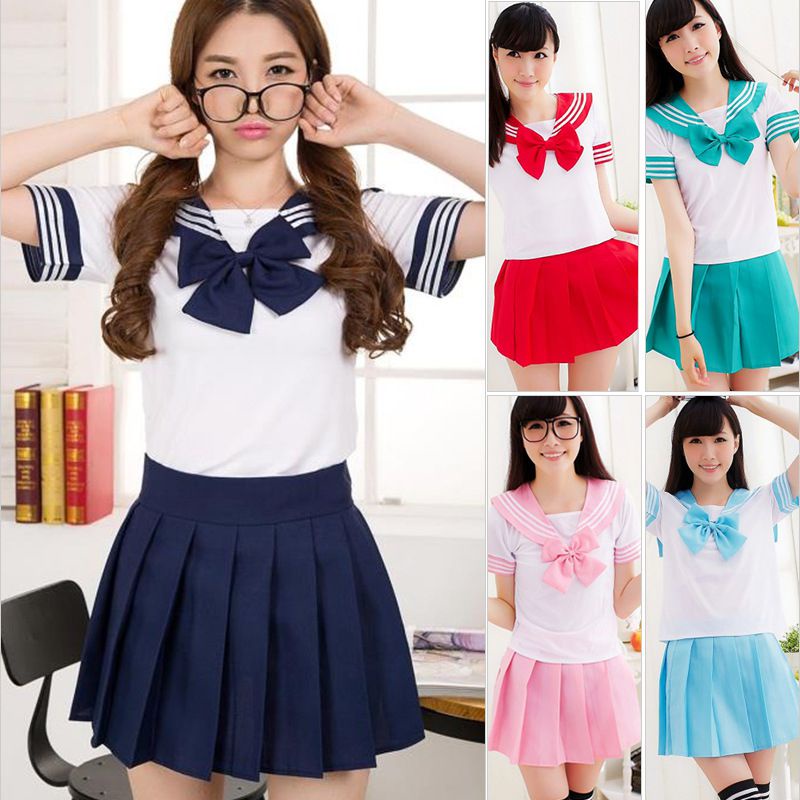 Japanese School Girl's Dress Outfit Sailor Uniform Cosplay Fancy ...