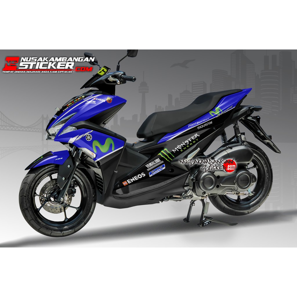 Yamaha Aerox Motorcycle Sticker Decal Full Body Movistar Blue Racing ...