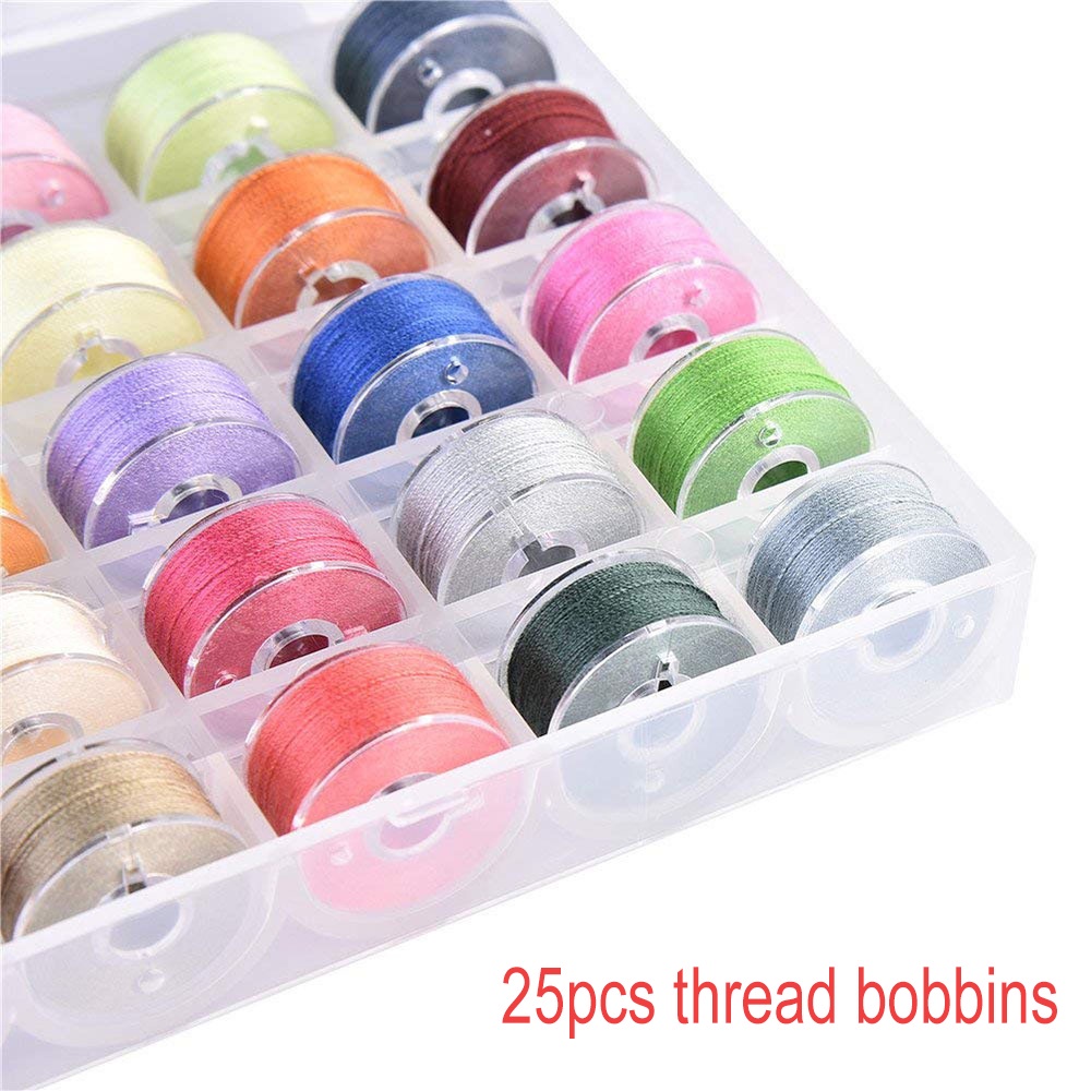 25Pcs Random Color Sewing Multicolor Bobbin Thread Box Set Polyester ...