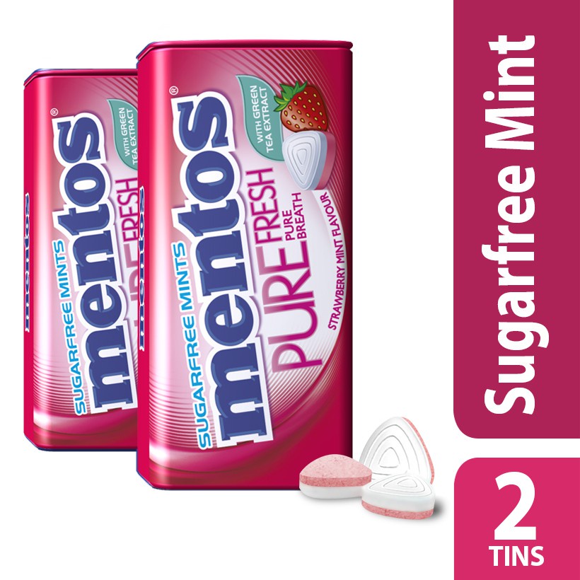 Mentos Pure Fresh Strawberry Mints - 2 tins | Shopee Philippines