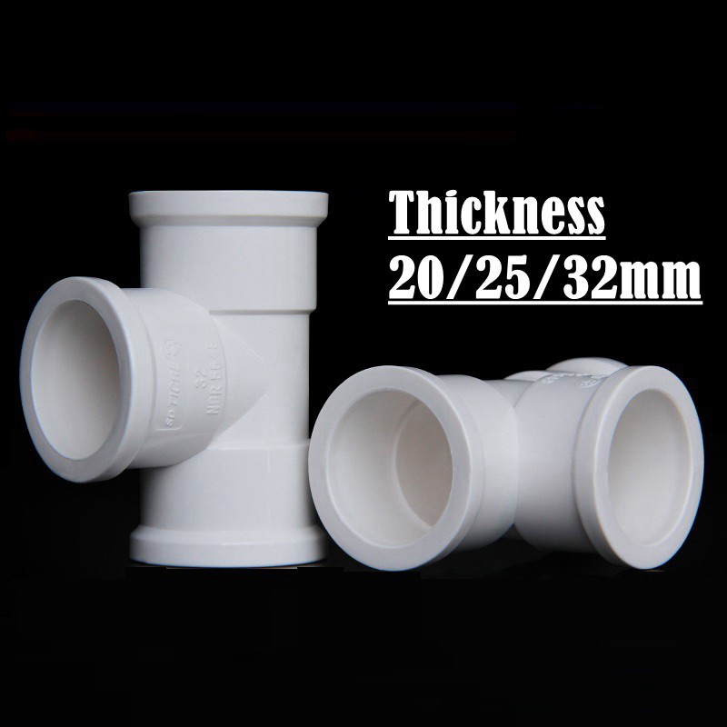 2pcs 20/25/32mm PVC Tee Connectors Socket Pipe Tube Joints Home Garden ...