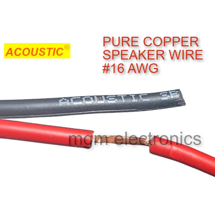 1METER ACOUSTIC Speaker Wire 16 AWG PURE COPPER Heavy Duty Wire ...