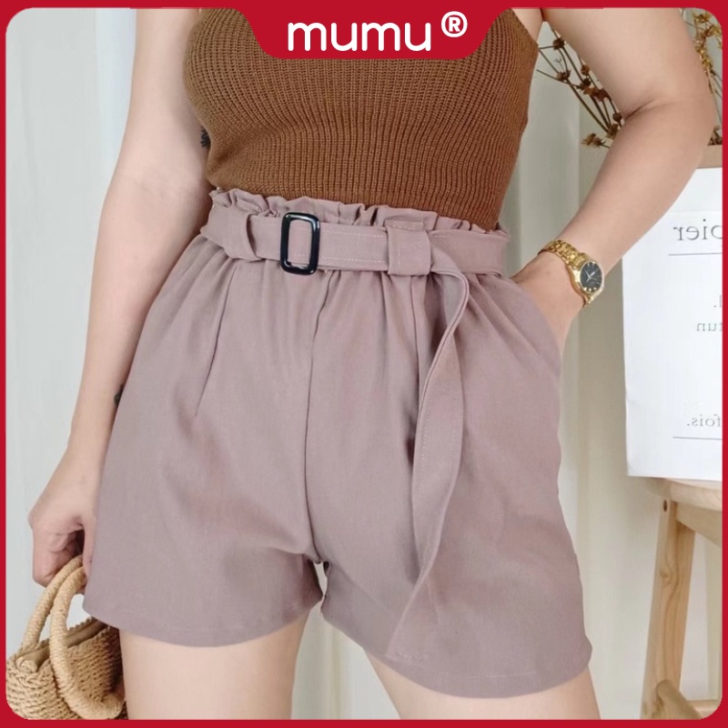 Mumu Dahlia High Waist Buckle Short With Two Side Pocket | Shopee Philippines