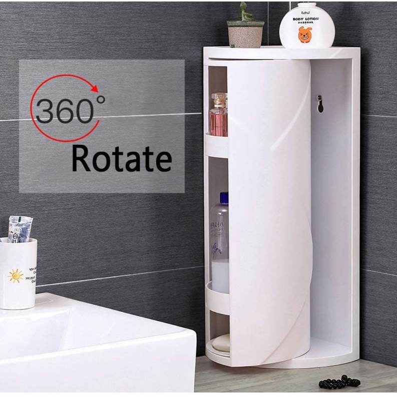 Bathroom 360 Degree Rotating Triangle Shelf Kitchen Toilet Shelf Corner ...