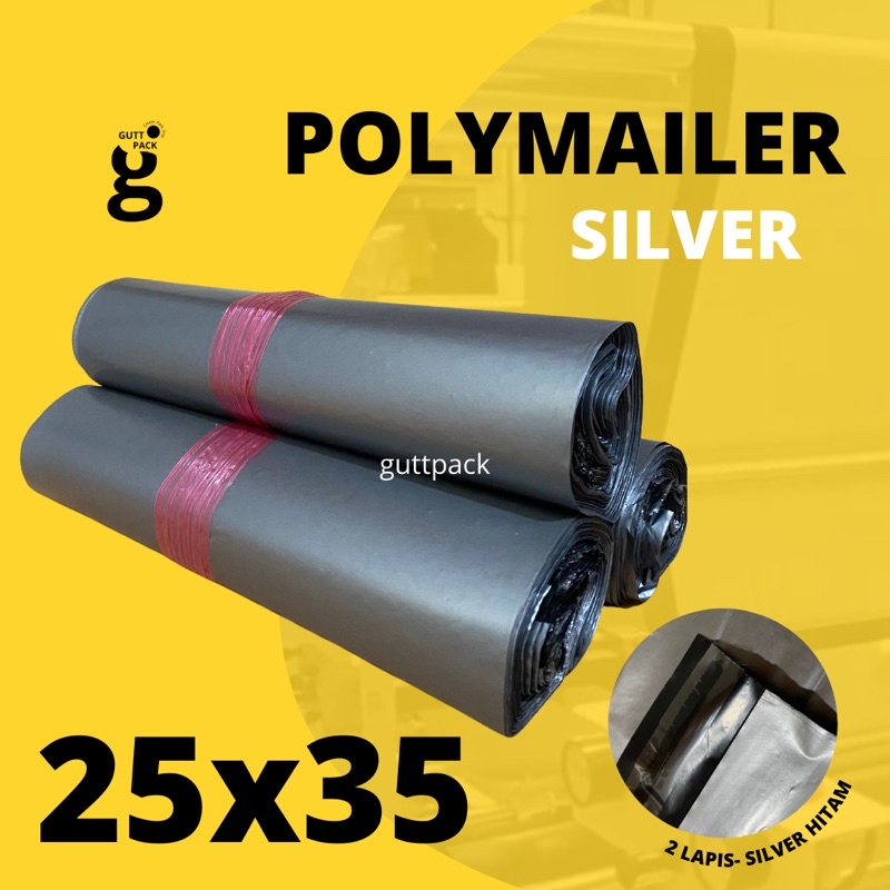 Olshop Polymailer Silver Plastic Packing 25x35CM PE Glossy / Polymailer ...