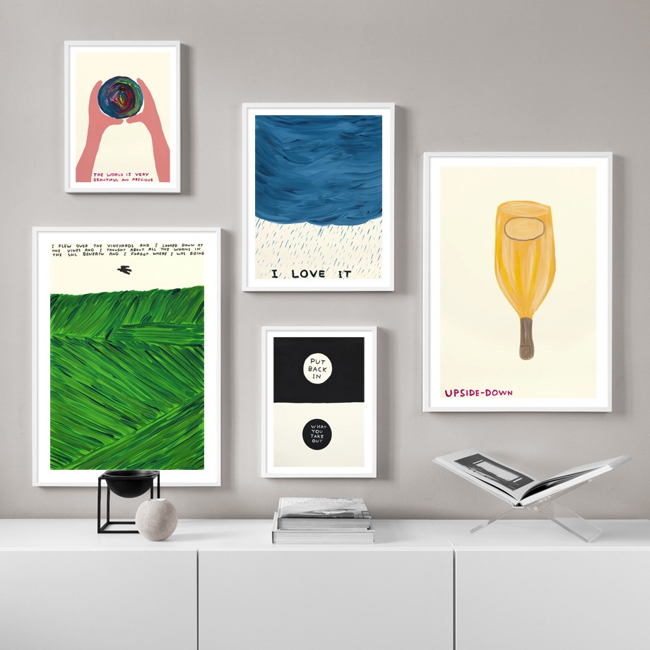 David Shrigley Inspirational Quote Bottle Bird Wall Art Pictures Canvas ...