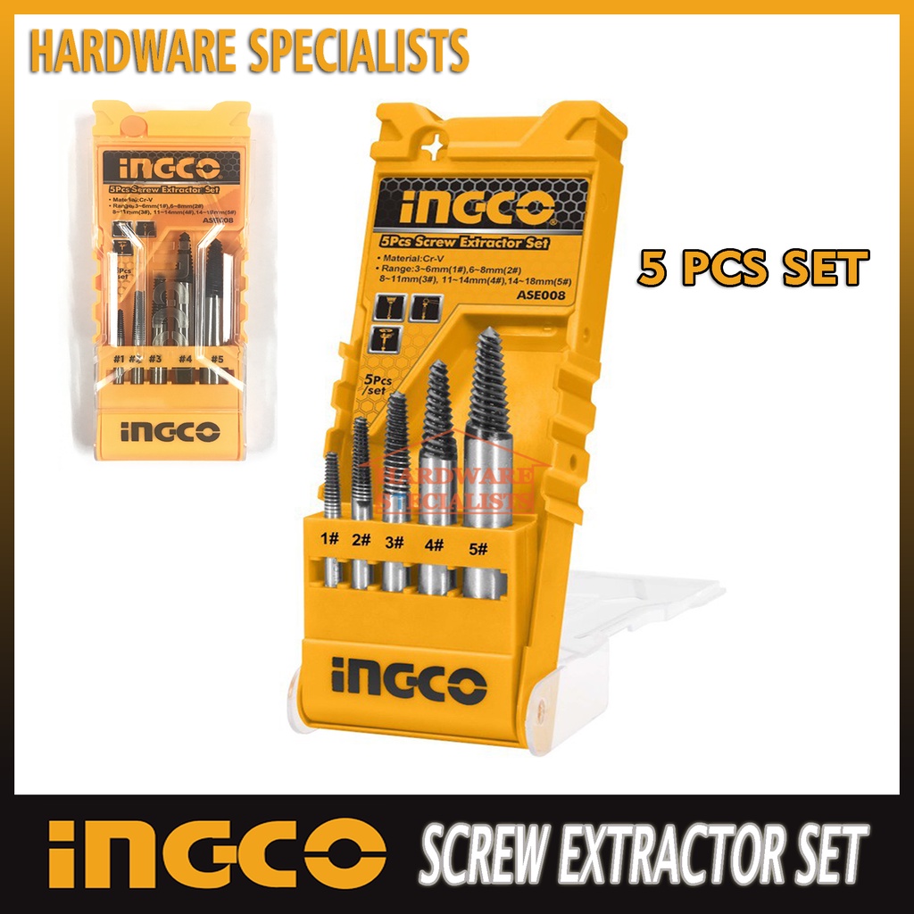 Ingco Screw Extractor 5 pcs Set ASE008 | Shopee Philippines