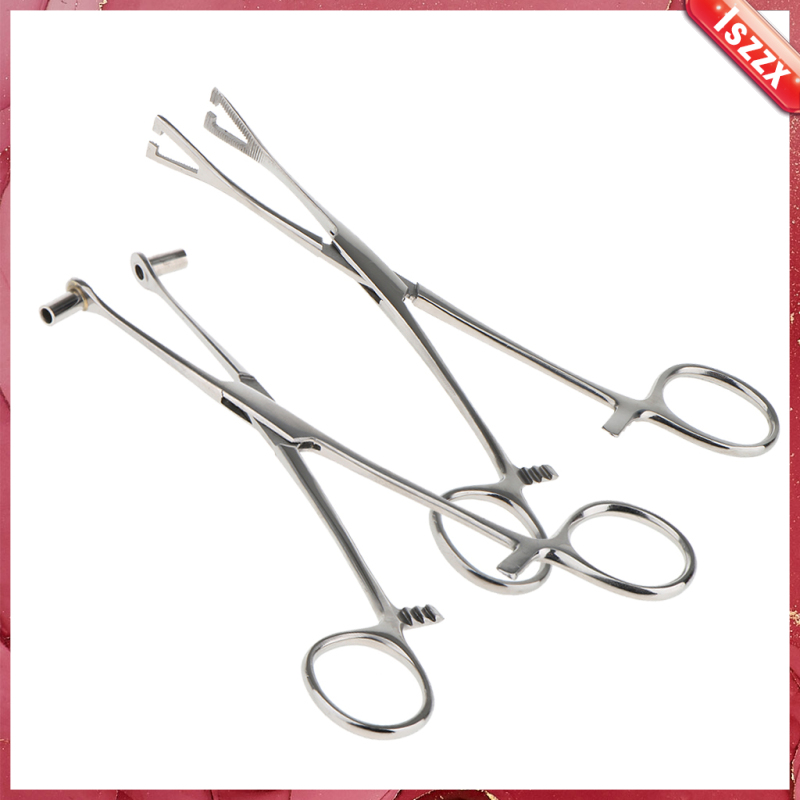 2pcs Professional 6'' Stainless Steel Slotted Triangle Forceps Septum ...