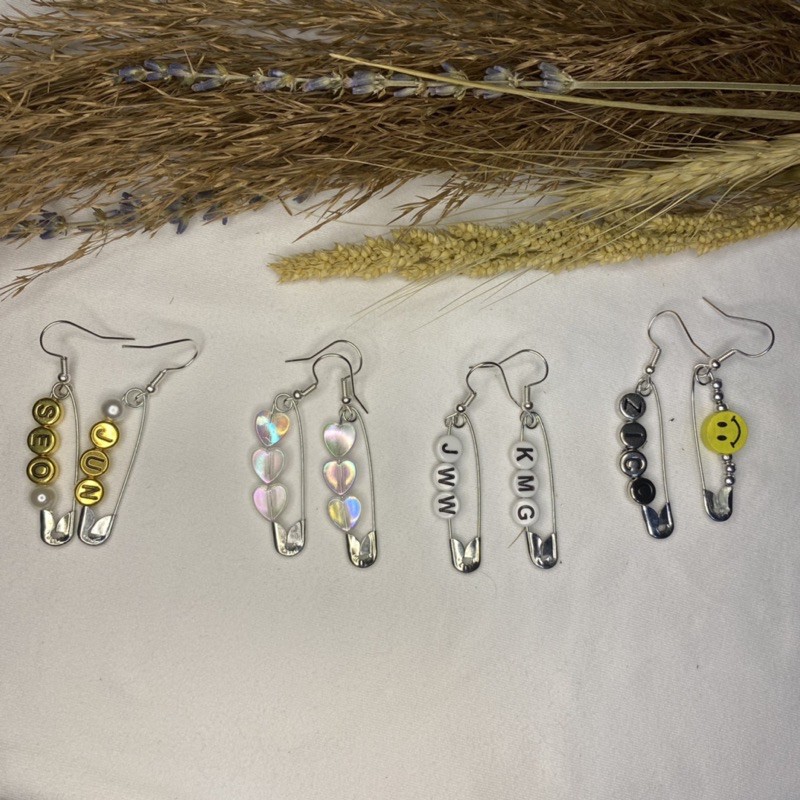 Yellow Beaded popular Safety Pin Necklace and