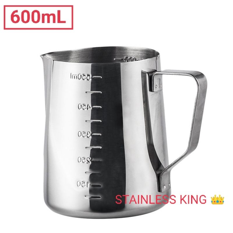 Milk Jug/Milk Pitcher/Latte Jug Stainless Steel 600ml With 550ml Scale ...