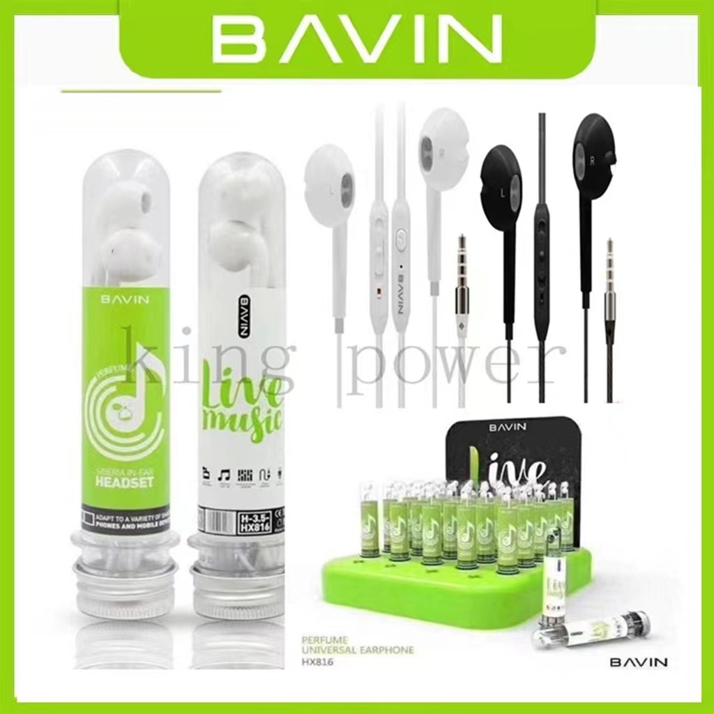 BAVIN HX816 Dual Dynamic Drivers Earphones 3.5mm Aux Jack Strong Bass ...