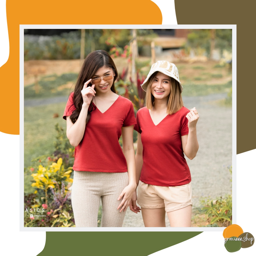 HTP Basics V-neck Double Front Tees | Shopee Philippines