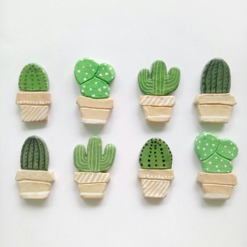 Cactus Handmade Air Dry Clay Pins with Glossy Finish | Brooch ...