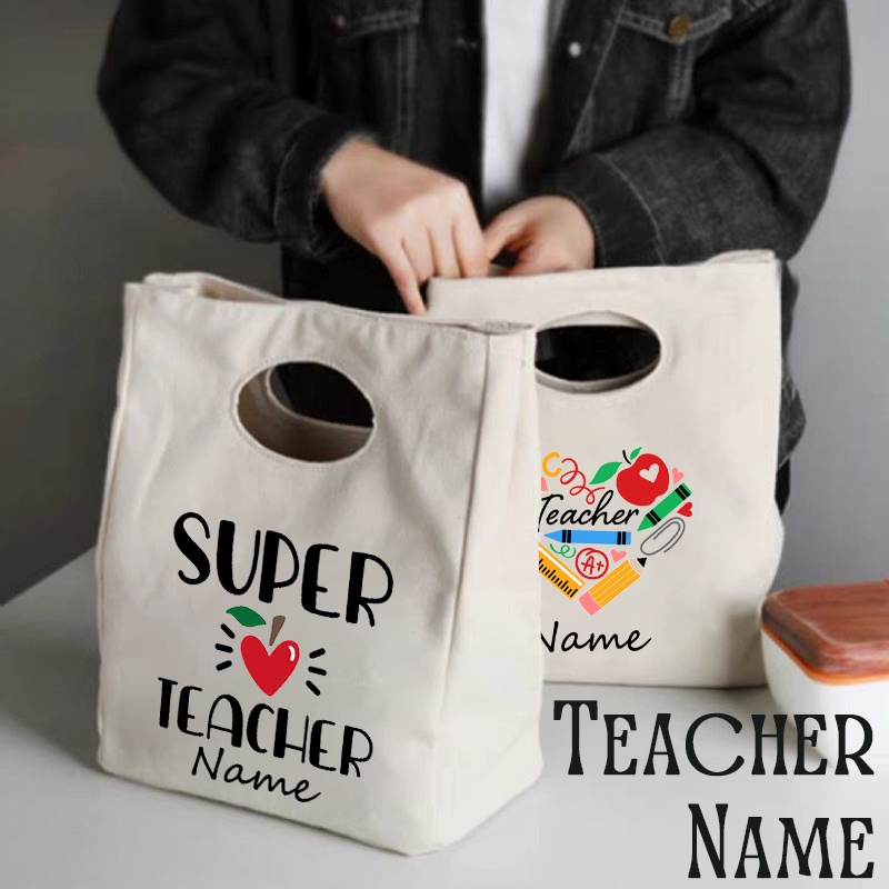 Custom Teacher Name Personalized Lunch Bags Thermal Tote Bag School ...