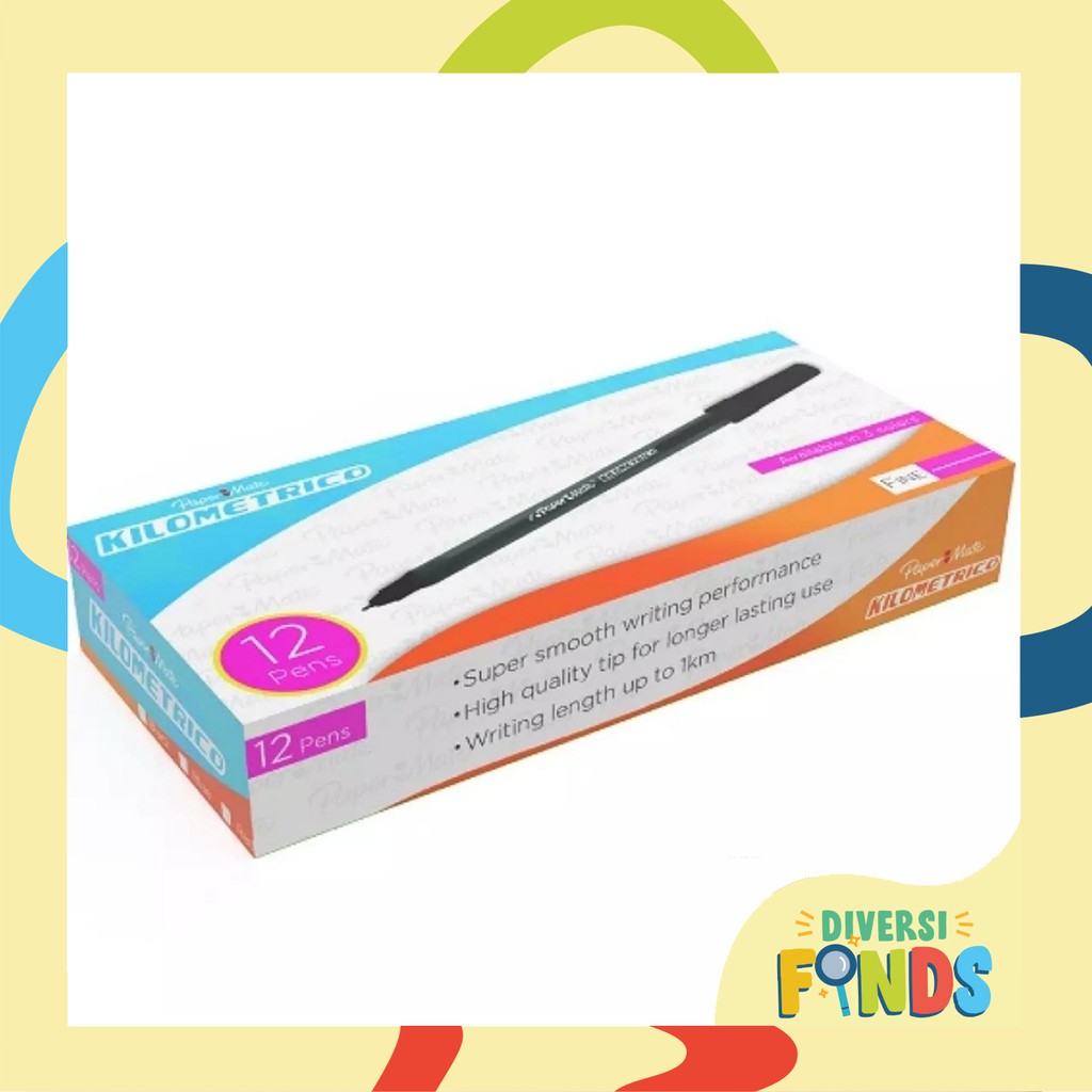 1bx (12pcs) Papermate Kilometrico Ballpen - Fine Point 0.5mm - Black ...