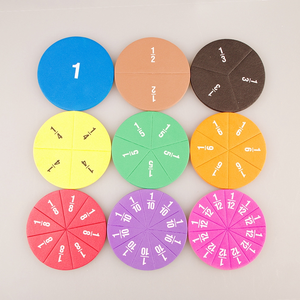 51pcs Circular Numbered Fractions Counting Chips Montessori Educational ...