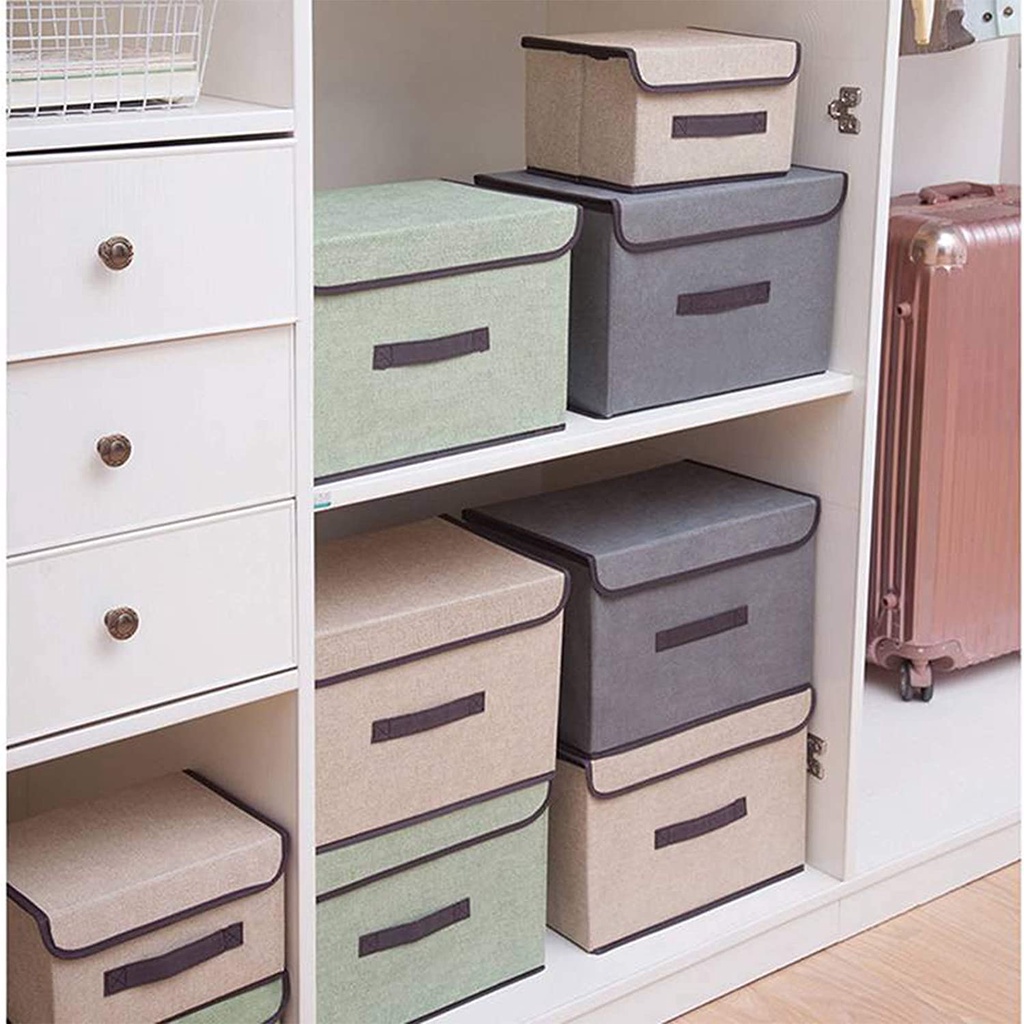 2 Pack Foldable Clothing Storage Boxes with Lids, Collapsible Storage ...