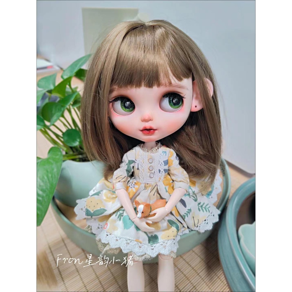 1/6 Blythe doll hair Wig Over-Shoulder Soft Silk Medium Long Hair Collection 9-10 Inches ...