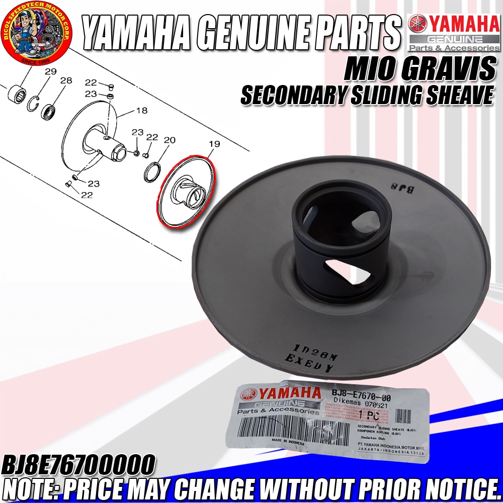 MIO GRAVIS SECONDARY SLIDING SHEAVE (YGP) (GENUINE: BJ8-E7670-00 ...