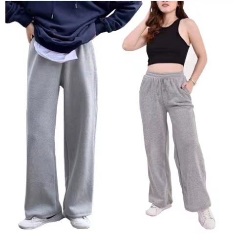 LAUREEN Wide Leg BAGGY Jogger Pants with Two Side Pocket for Women ...