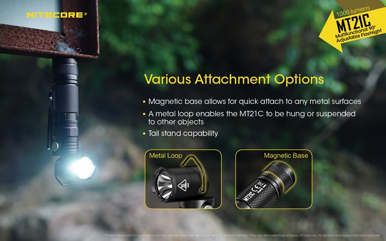 Nitecore MT21C 1000 Lumens LED L-sharped Adjustable Flashlight Work ...