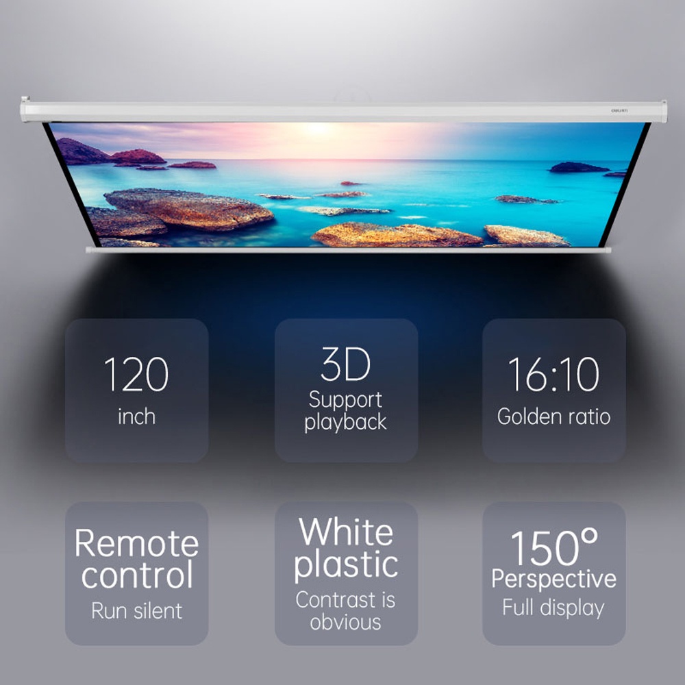 Deli 4K Portable Projector Screen Home Folding Soft Screen Projector TV ...