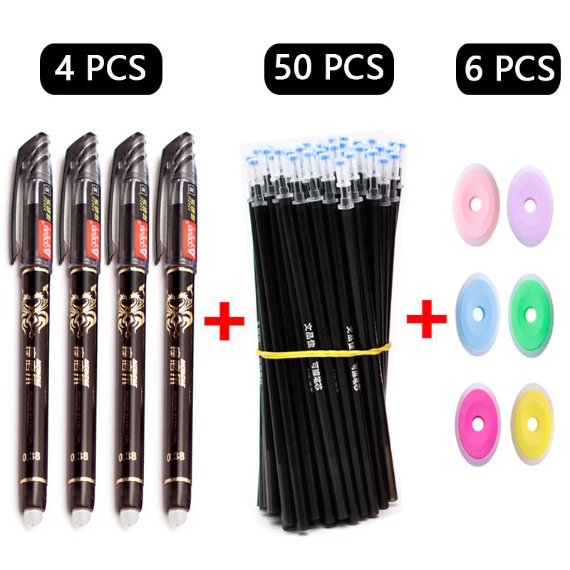 60 pcs Erasable gel pen set Blue/Black/Red Ink ballpen set 0.38 mm pen ...