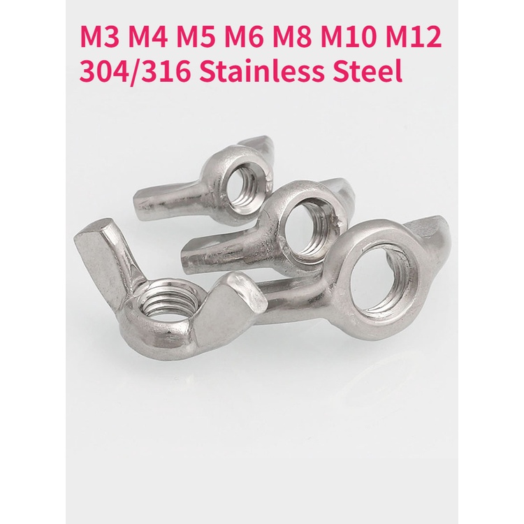 M3 M4 M5 M6 M8 M10 M12 304/316 Stainless Steel Butterfly Nuts Wing Nut ...
